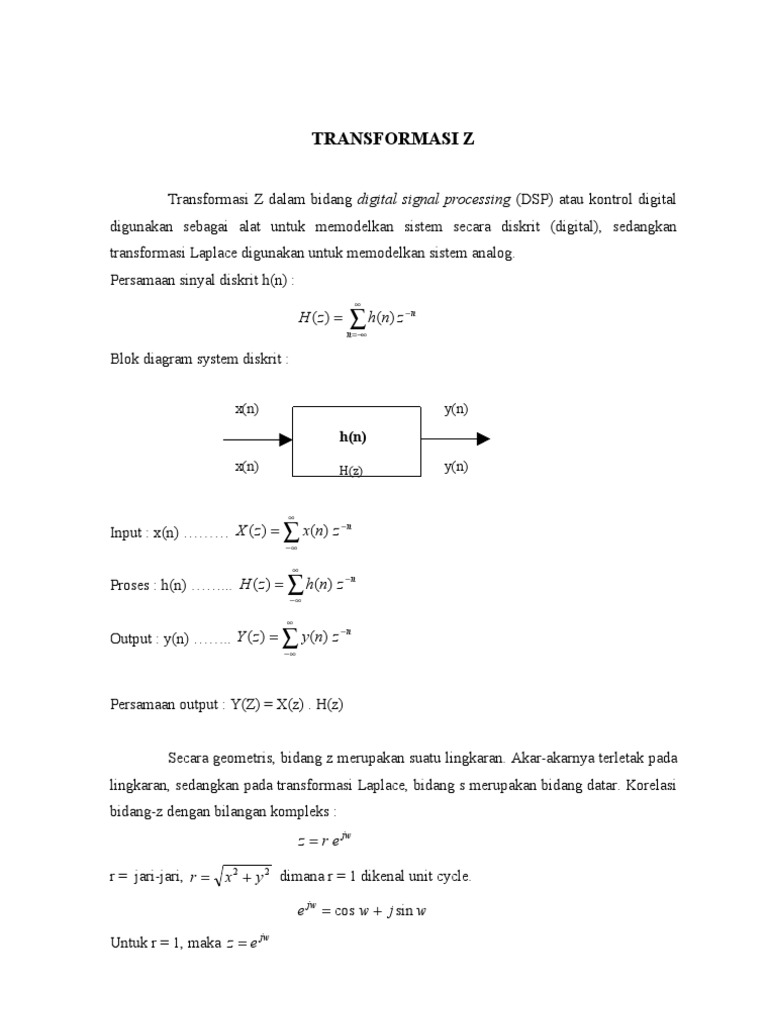 Transformasi Z dalam DSP | PDF
