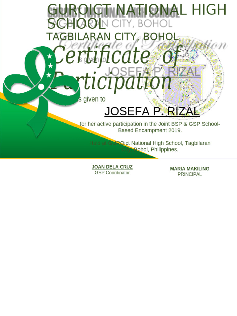 Pdfcoffee.com Gsp Certificate Template PDF Free | PDF
