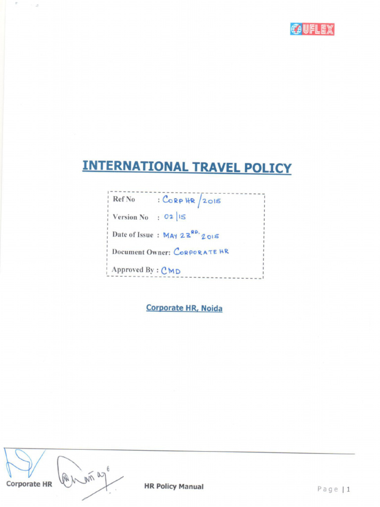 International Travel Policy | PDF