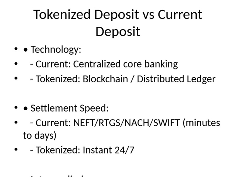 Tokenized vs Current Deposit | PDF