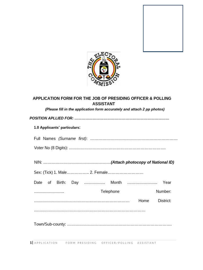 Presiding Officer Application Form | PDF | Elections | Government