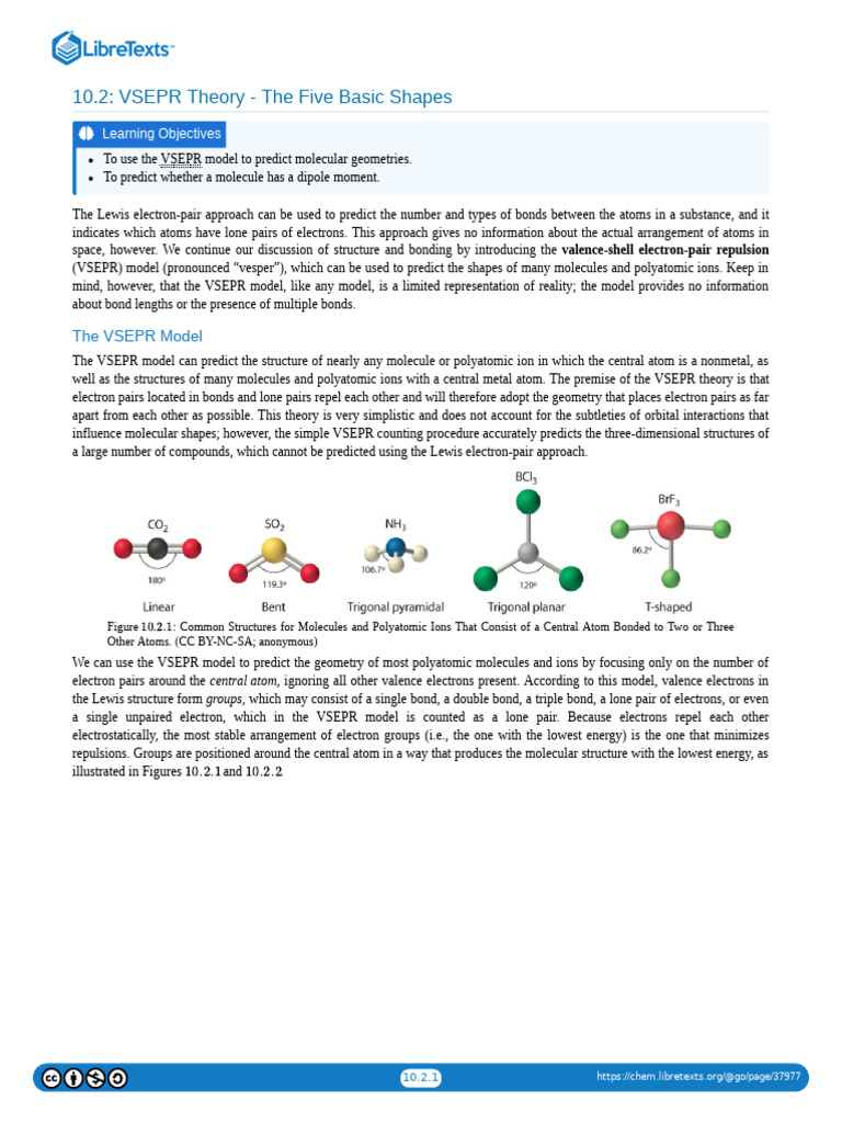 10.02 VSEPR Theory - The Five Basic Shapes | PDF | Chemical Bond ...