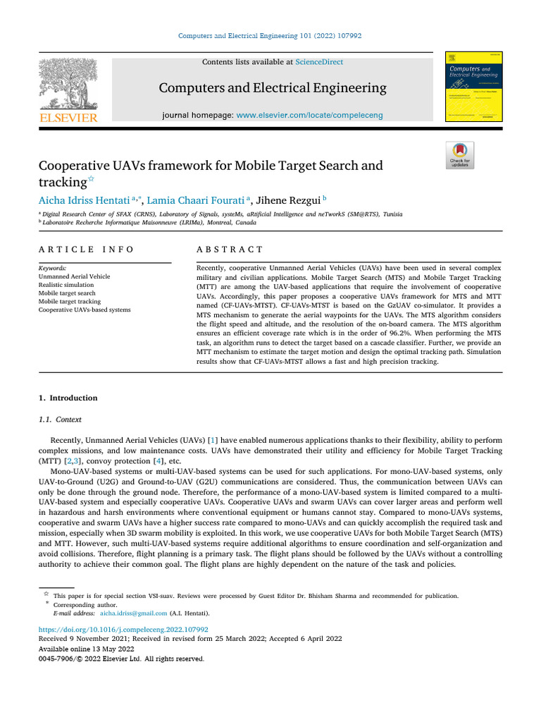 Cooperative UAV Framework for Target Tracking | PDF | Unmanned Aerial ...