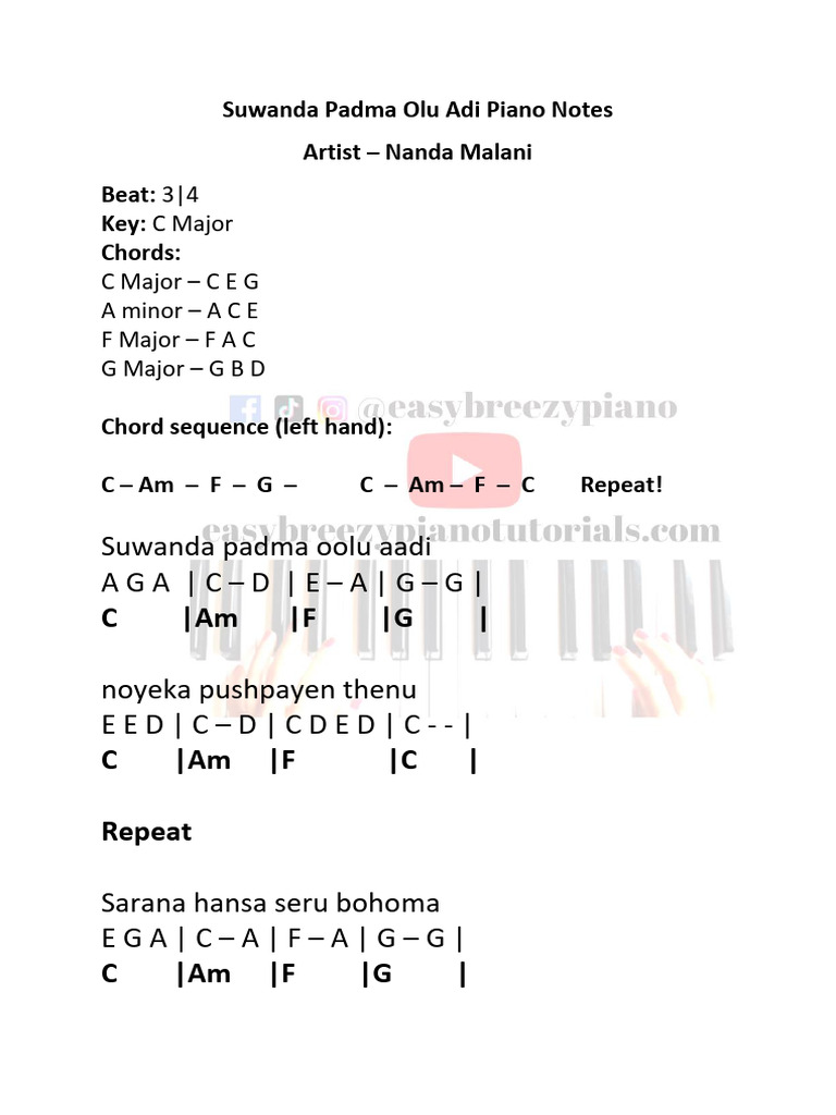 Suwanda Padma Piano Notes | PDF