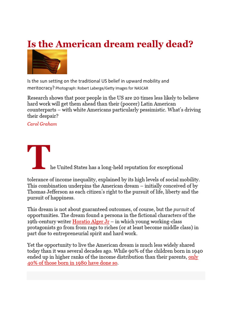 American Dream: Inequality and Despair | PDF | American Dream | Optimism
