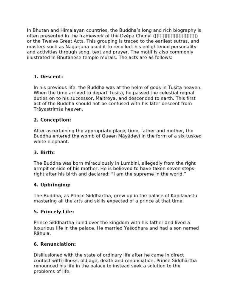 12 Deeds of Buddha | PDF | Spirituality | Buddhist Philosophy