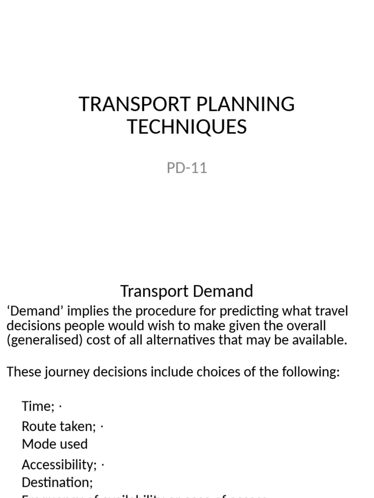 Transport Planning Techniques - Summary Slide For Class 1 3 | PDF ...