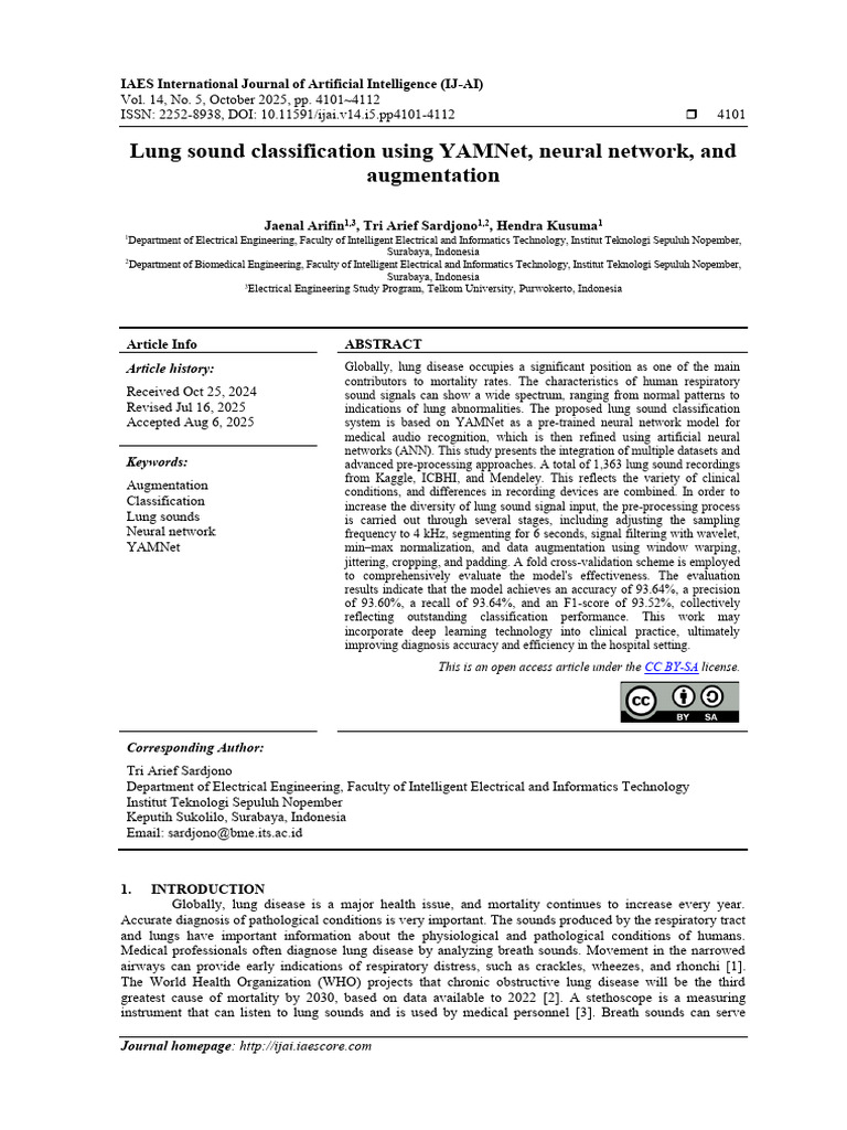 Lung sound classification using YAMNet, neural network, and augmentation | PDF | Wavelet ...
