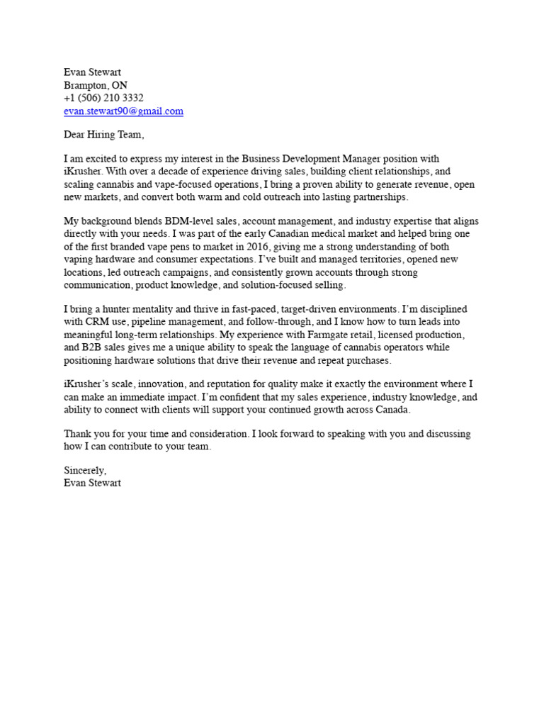 Business Development Manager Application | PDF