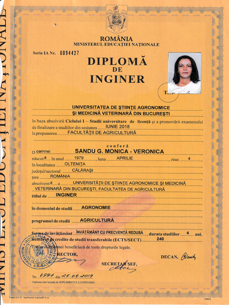 Diploma de Inginer Monica-Veronica | PDF