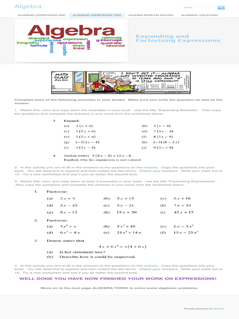 Algebraic Expressions Two - Algebra | PDF