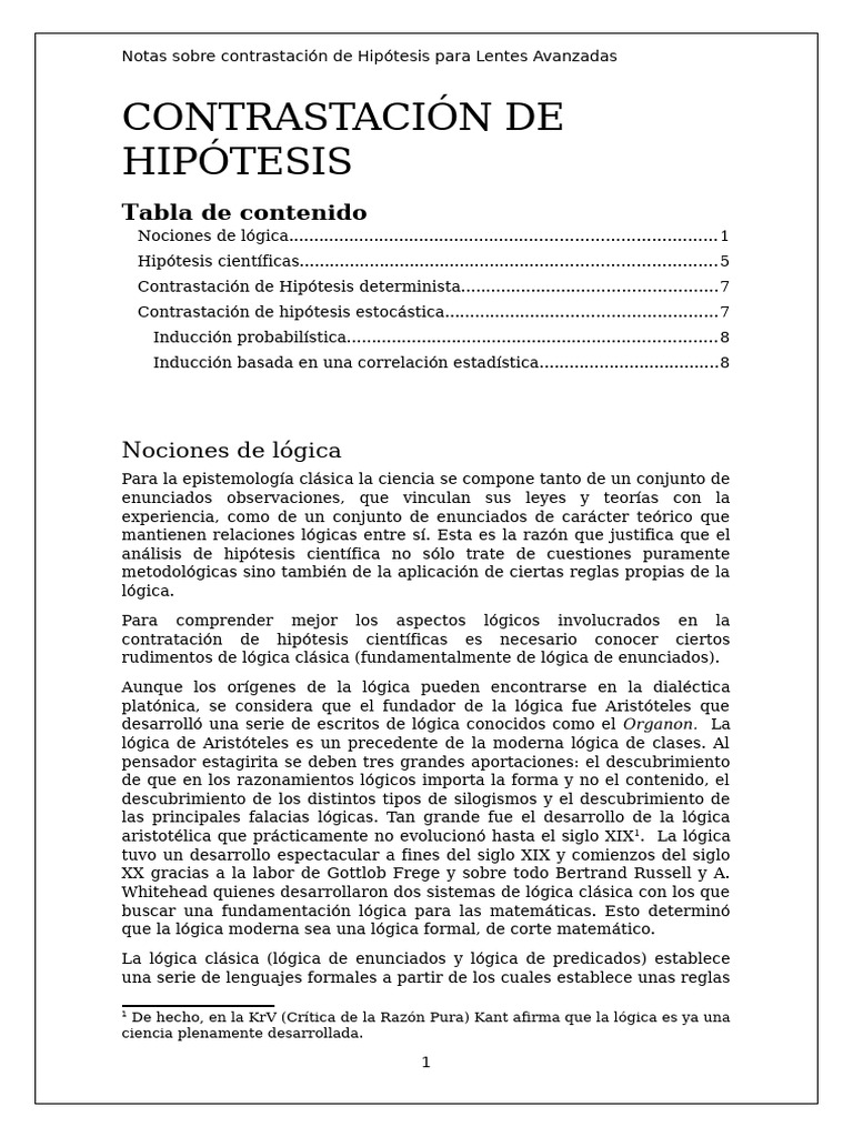 Contrastación de Hipótesis | PDF | Lógica | Hipótesis