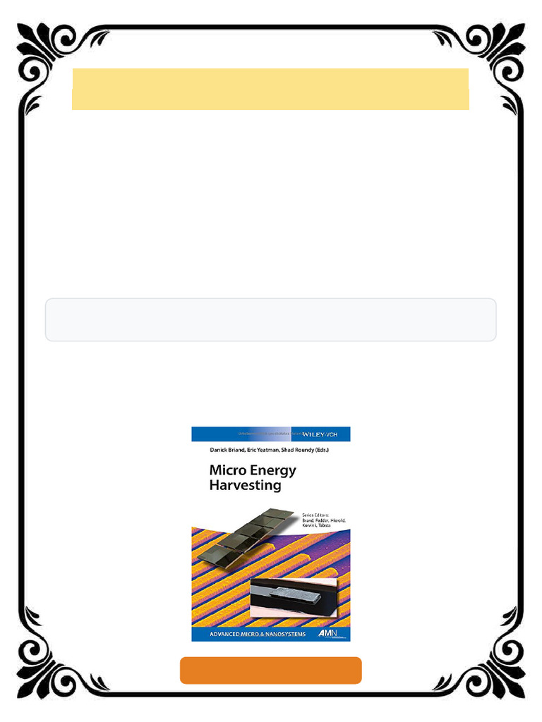 Micro Energy Harvesting 1st Edition Danick Briand ebook licensed ...