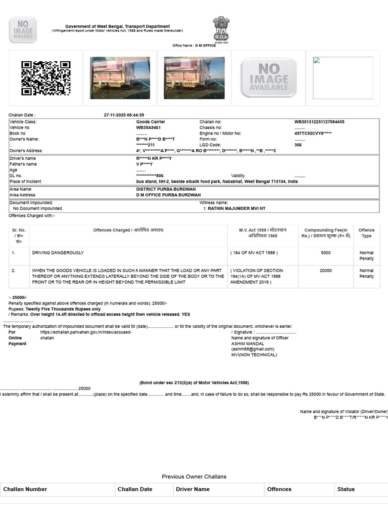 Wb39a9461 Spot Fine 27.11.2025 | PDF | Road Transport | Land Transport