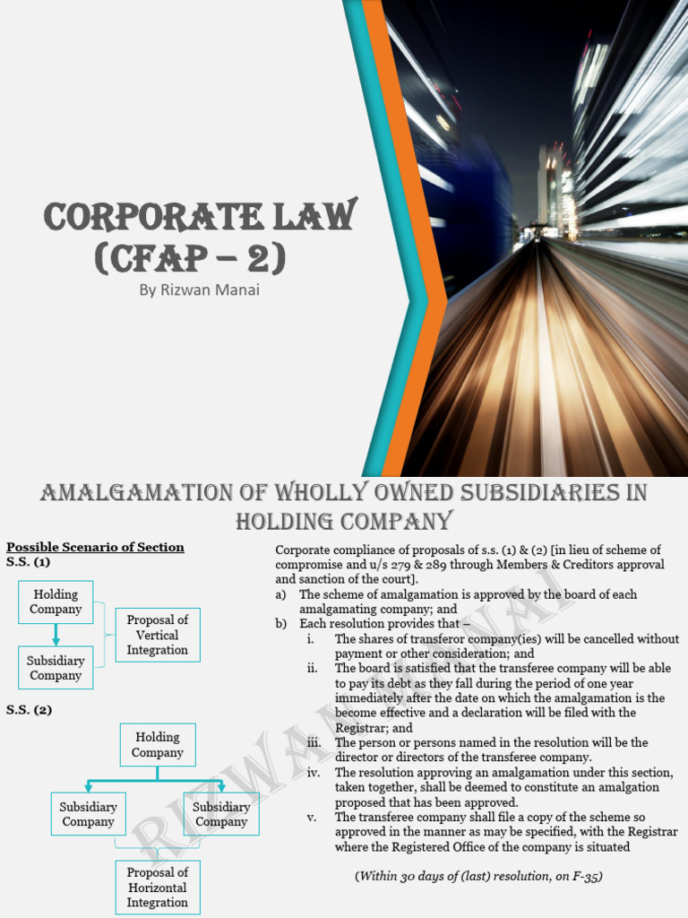 Amalgamation of Wholly Owned Subsidiaries | PDF | Business Law | Government