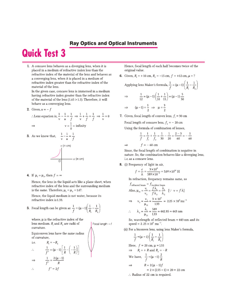All in One Physics 12th CH 9 Quick Test 3 | PDF