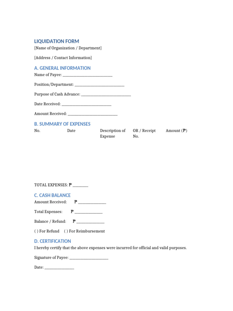 Liquidation Form | PDF