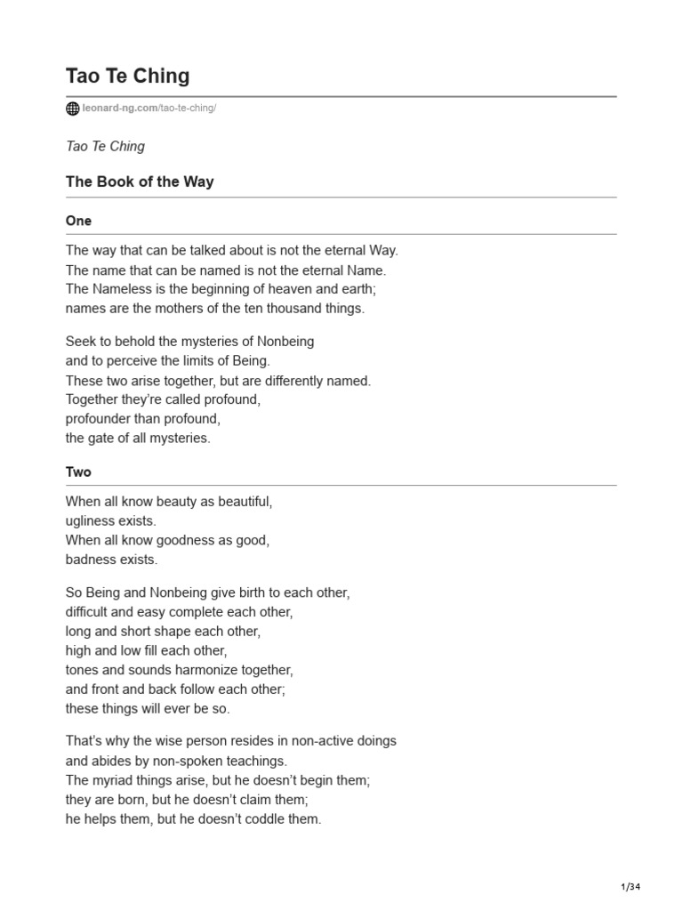 Tao Te Ching: Wisdom of the Way | PDF | Tao | Heaven