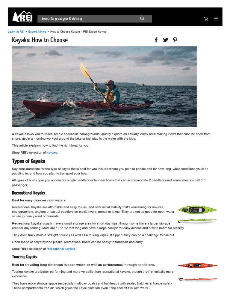 How To Choose Kayaks - REI Expert Advice - REI Expert Advice | PDF | Kayak