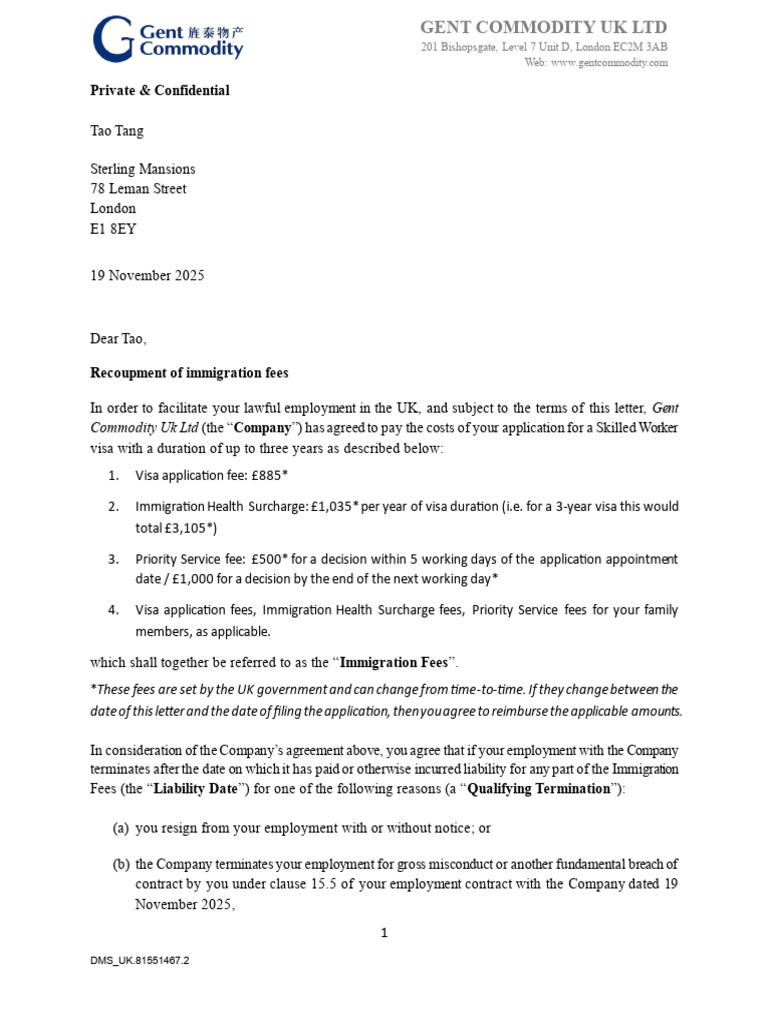 Clawback Agreement-Tao Tang | PDF | Legal Liability | Fee