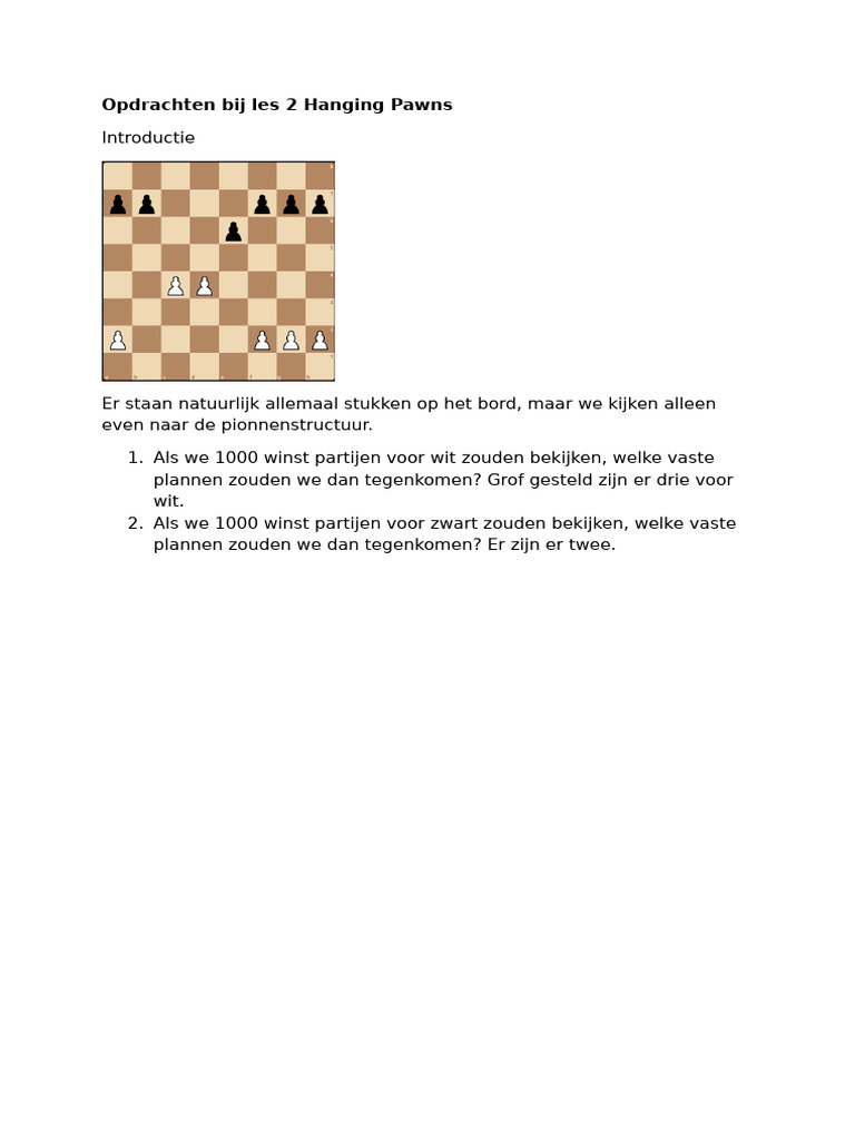Opdrachten Bij Les 2 Hanging Pawns2 | PDF