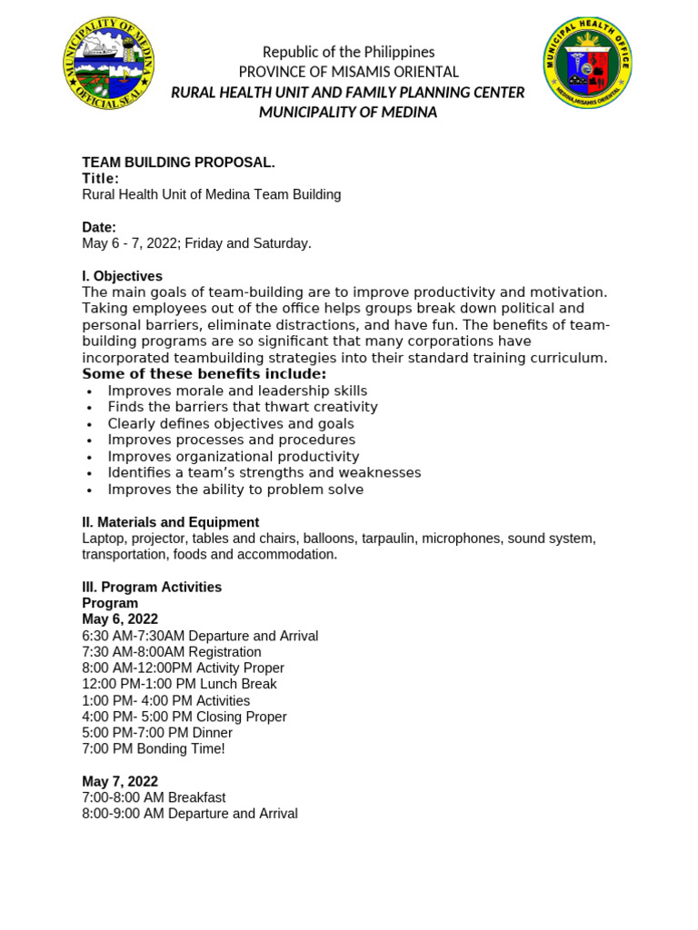 Team Building Proposal | PDF