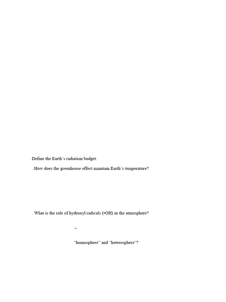 Selected Study Qs to Students | PDF | Atmosphere Of Earth | Water