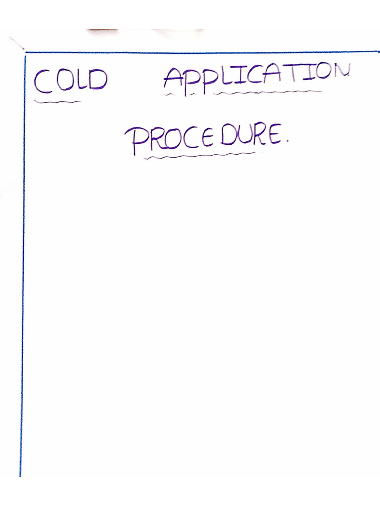 Cold Application Procedure | PDF