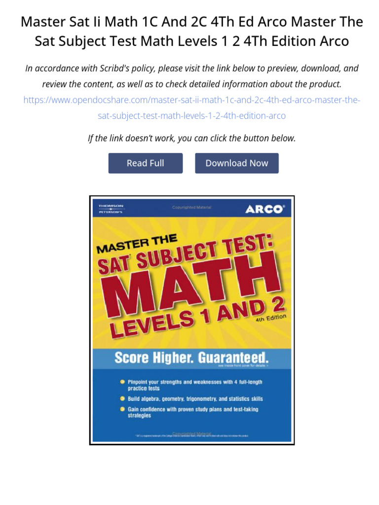 Master SAT II Math 1c and 2c 4th ed Arco Master the SAT Subject Test ...