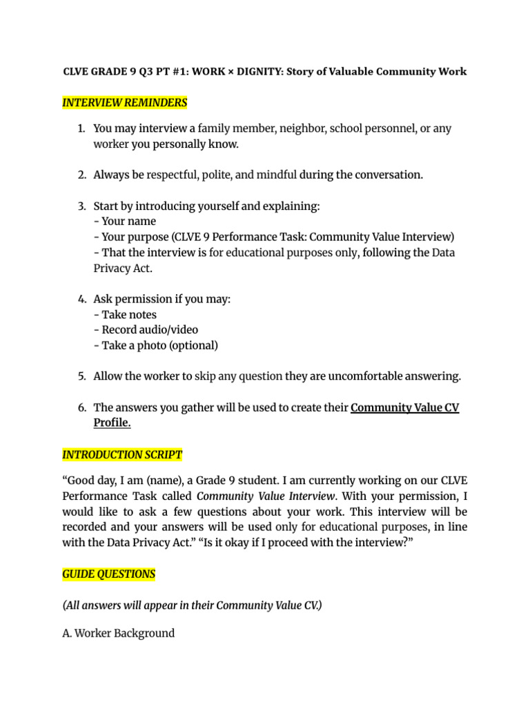 Clve g9 Pt1 Guides and Reminders 2 | PDF