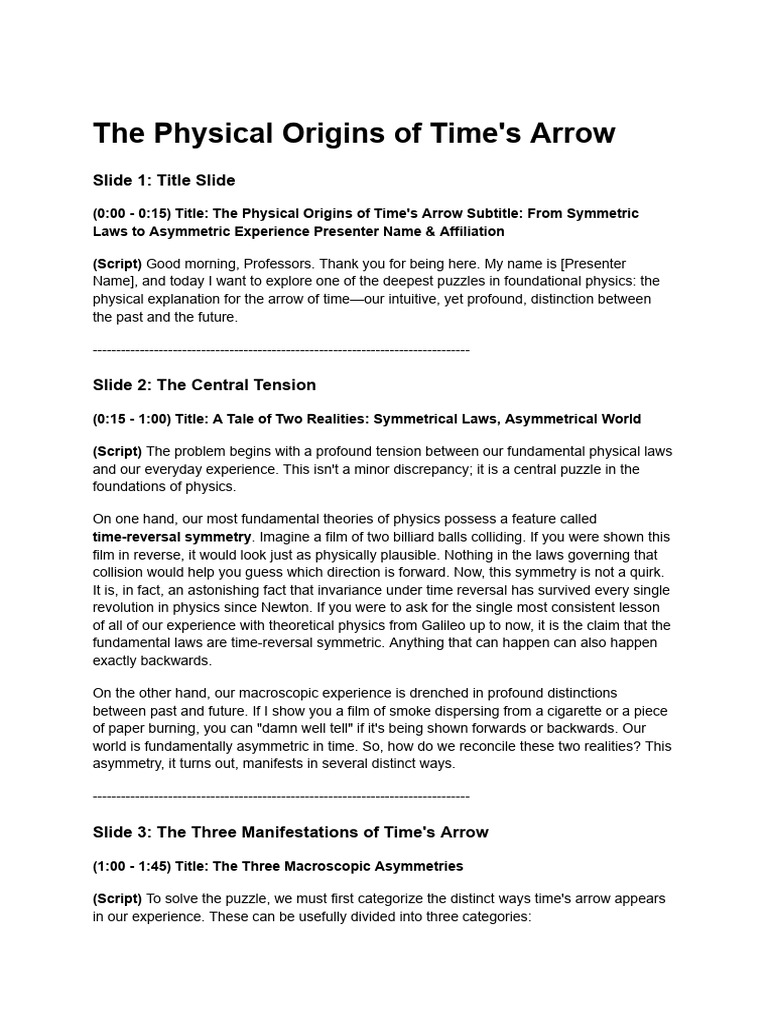 Understanding Time's Arrow in Physics | PDF | Entropy | Causality