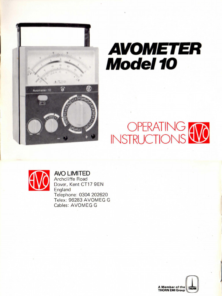 Avo 10 Manual | PDF