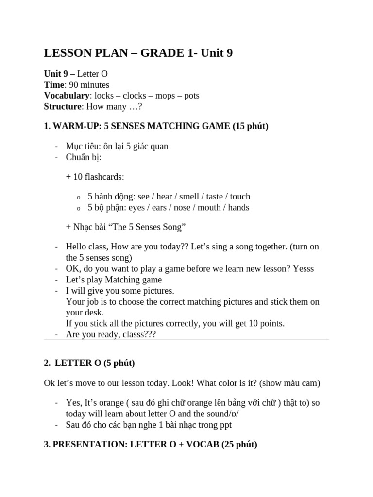 Lesson Plan E1 U9 | PDF