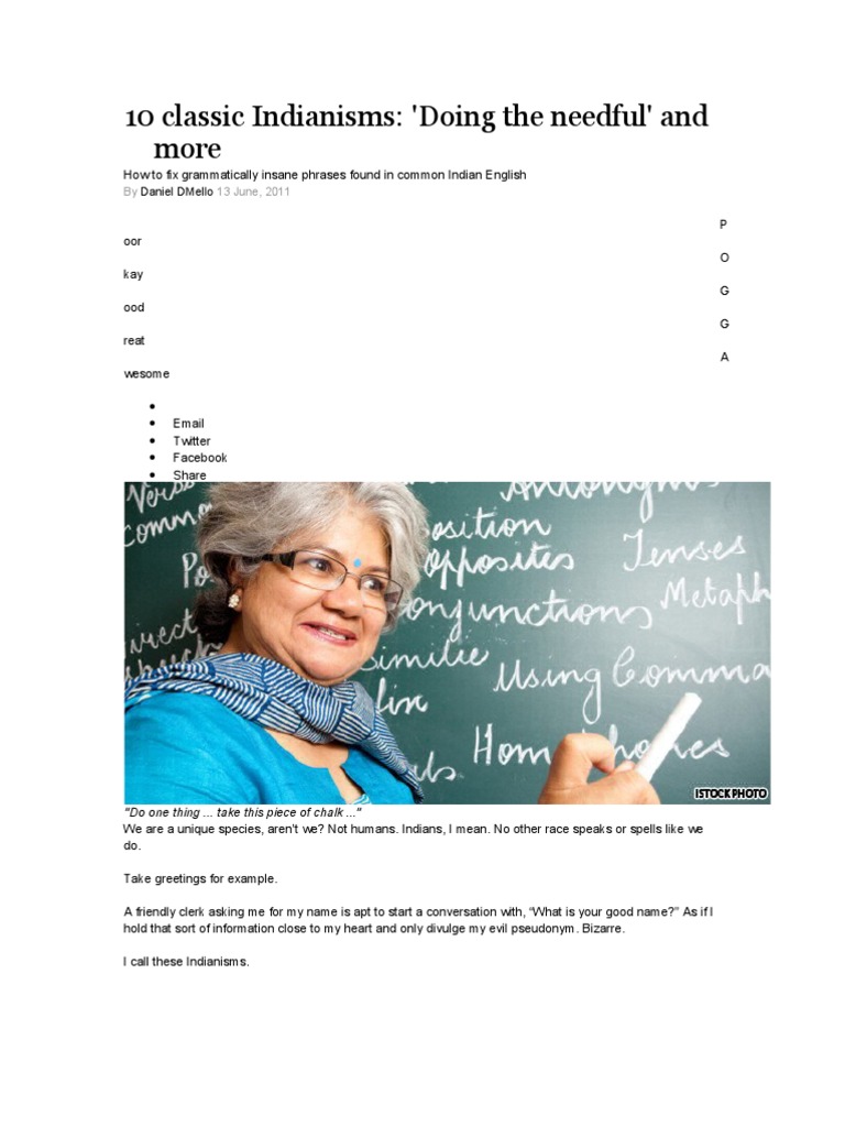 Hilarious Indianisms and Corrections | PDF | Linguistic Typology ...