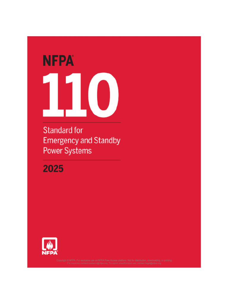 NFPA 110 - 2025 Edition Free | PDF