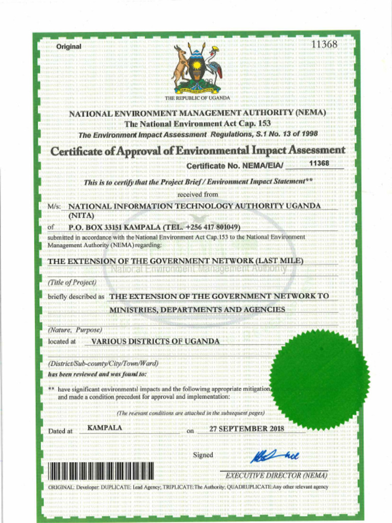 NEMA Certificate ESIA 6 | PDF