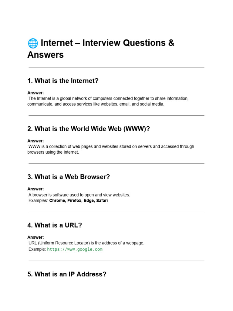 Internet Basics: Key Q&A Guide | PDF | World Wide Web | Internet & Web