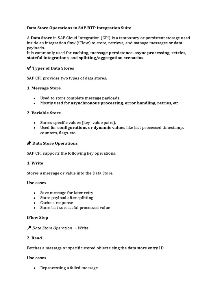 SAP BTP Data Store Operations Guide | PDF | Central Processing Unit ...