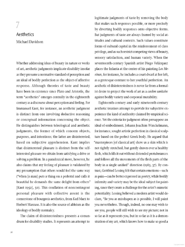 Davidson Michael Aesthetics | PDF