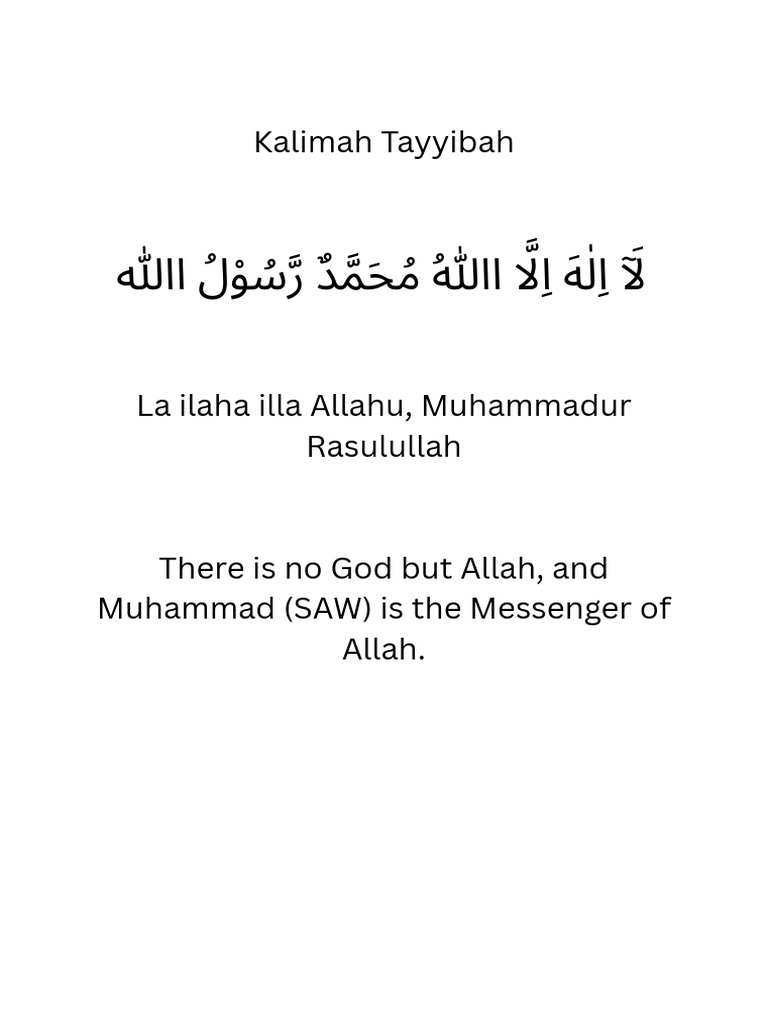 Understanding Kalimah Tayyibah and Shahaadah | PDF | Prophets And ...