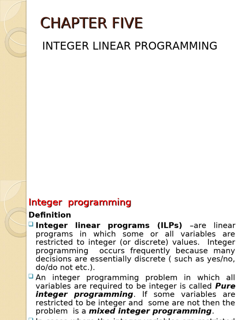 Integer Linear Programming Overview | PDF | Mathematical Optimization ...