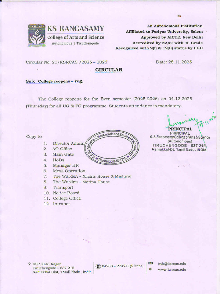 College Reopen 04.12.2025 | PDF
