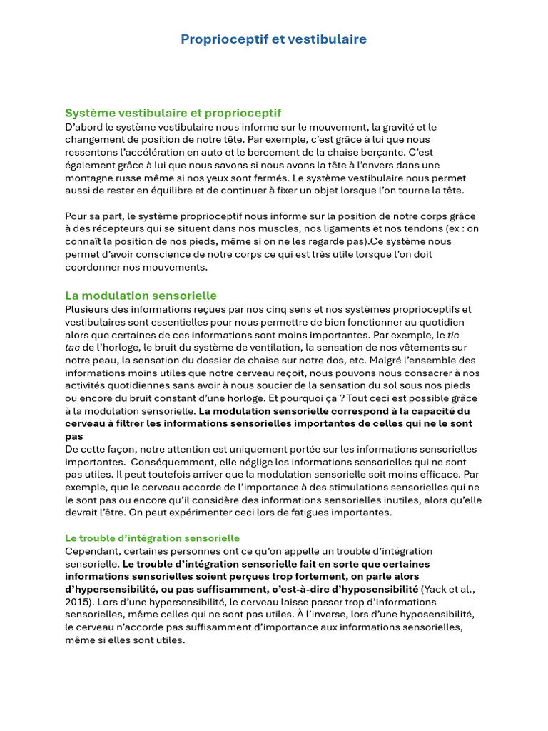 Systèmes vestibulaire et proprioceptif | PDF | Système vestibulaire ...