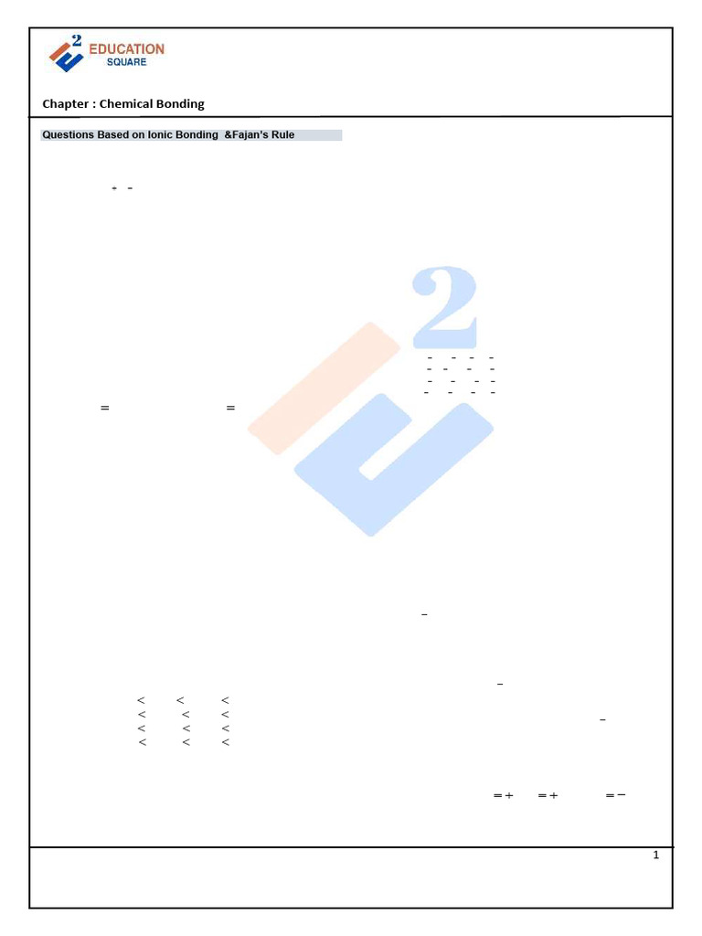 01 Chemical Bonding (Full Chapter) | PDF | Ionic Bonding | Chemical Bond