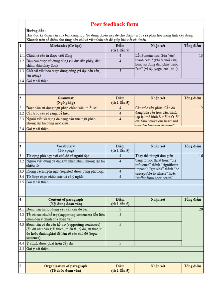 Copy of Copy of Peer Feedback Form | PDF