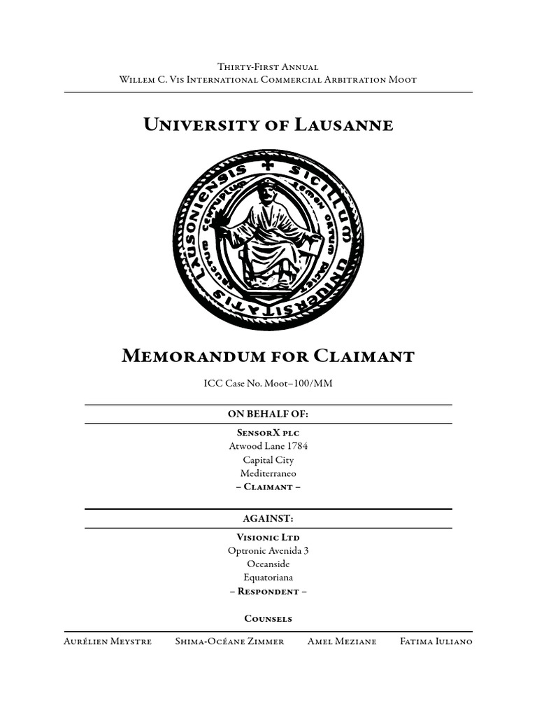Claimant Memorandum for Vis Moot 2023 | PDF | Arbitration | Computer ...