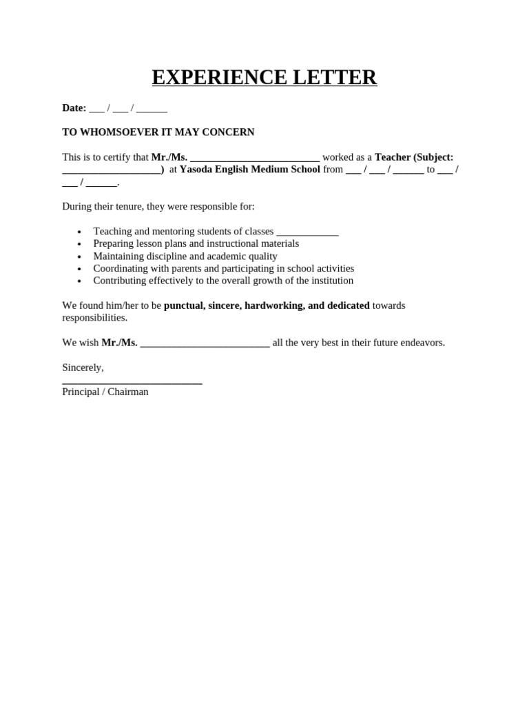Experience Letter | PDF