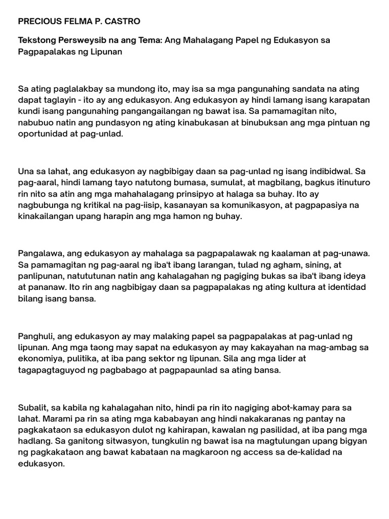 Precious Felma P. Castro | PDF