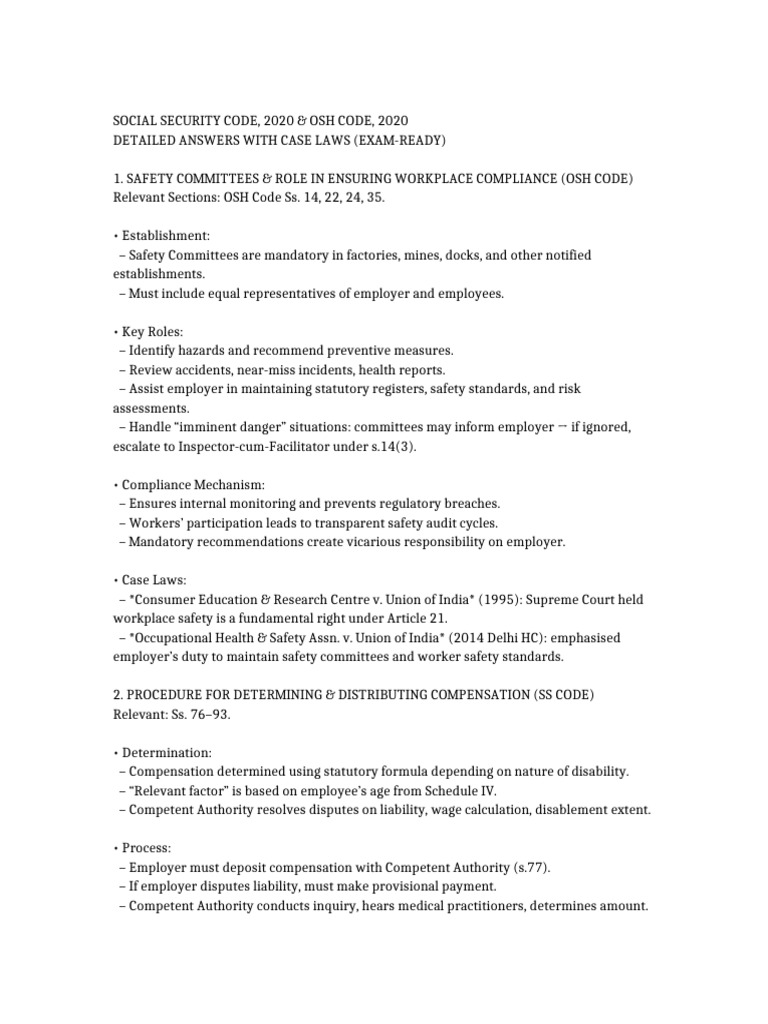 Social Security & OSH Code Insights | PDF | Occupational Safety And ...