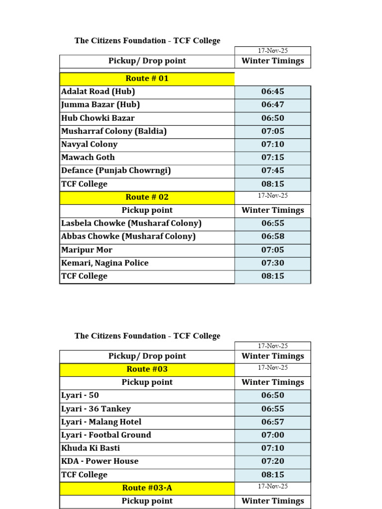 Winter Timing Effective 17th Nov 2025 | PDF | Educational Organizations ...